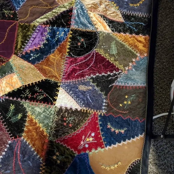 CRAZY QUILT | Other | Vintage Crazy Quilt Velvets Satins Around The 92s ...